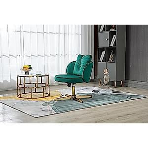LUOYISIMALL Home Office Desk Chair, 360° Swivel Vanity Chair, Modern Adjustable Home Computer Executive Chair Task Chair for Small Space, Living Room, Make-up, Studying Chairs (Green)