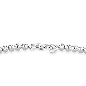 Miabella 925 Sterling Silver Italian Handmade 4mm Bead Ball Strand Chain Bracelet for Women 6.5, 7, 7.5, 8 Inch Made in Italy (7.00 Inches)