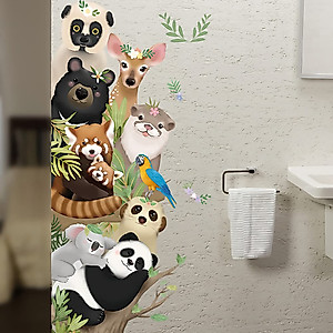 Supzone Jungle Animal Wall Decal Cartoon Forest Animals Wall Stickers Monkey Koala Deer Wall Decor DIY Vinyl Mural Art for Kids Baby Nursery Bedroom Living Room Playroom