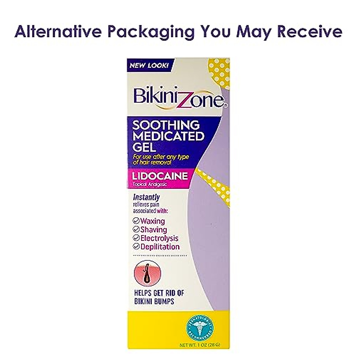 Bikini Zone Medicated After Shave Gel Lidocaine Razor Bump Relief, 1 Oz, 1 Pack