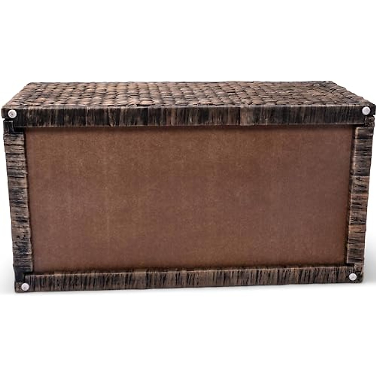 Finch Wicker Trunk - Vintage and Boho style Chest to store Blanket and toys, Ideal for Living Room, Bedroom, Kids Room, Wooden Frame with Water Hyacinth Woven Construction, Brown