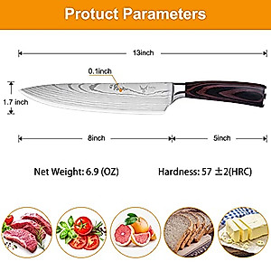 Bekhic Chef Knife - CKnife Pro Kitchen Knife 8-Inch Chef's Knife made of German High Carbon Stainless Steel ，Ergonomic Handle, Ultra Sharp