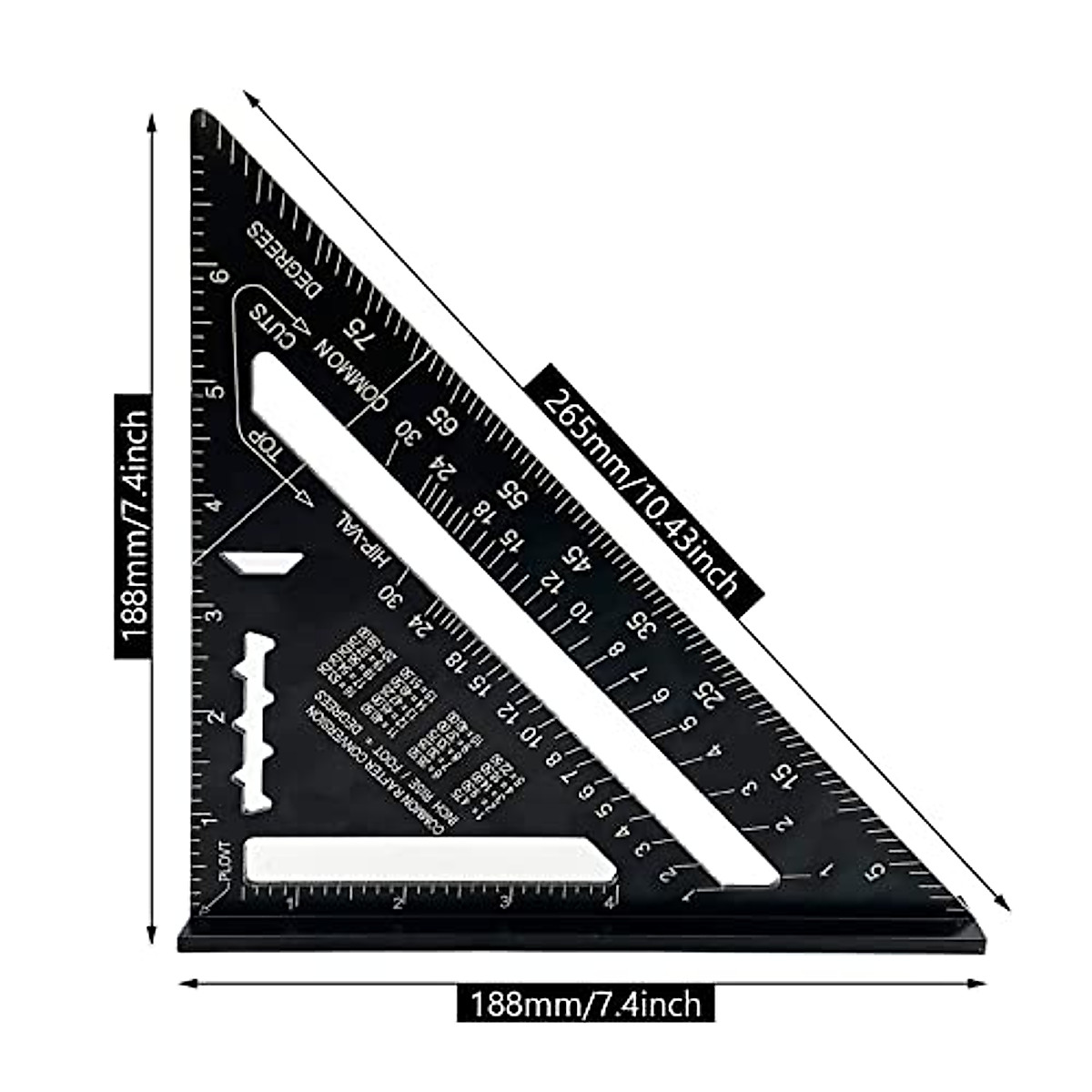 7 inch Rafter Square Aluminum Alloy Double Scale Triangle Ruler Angle Ruler Carpenter Triangle Square Rafter Tool Mensurement Tool for Woodworking and Carpentry