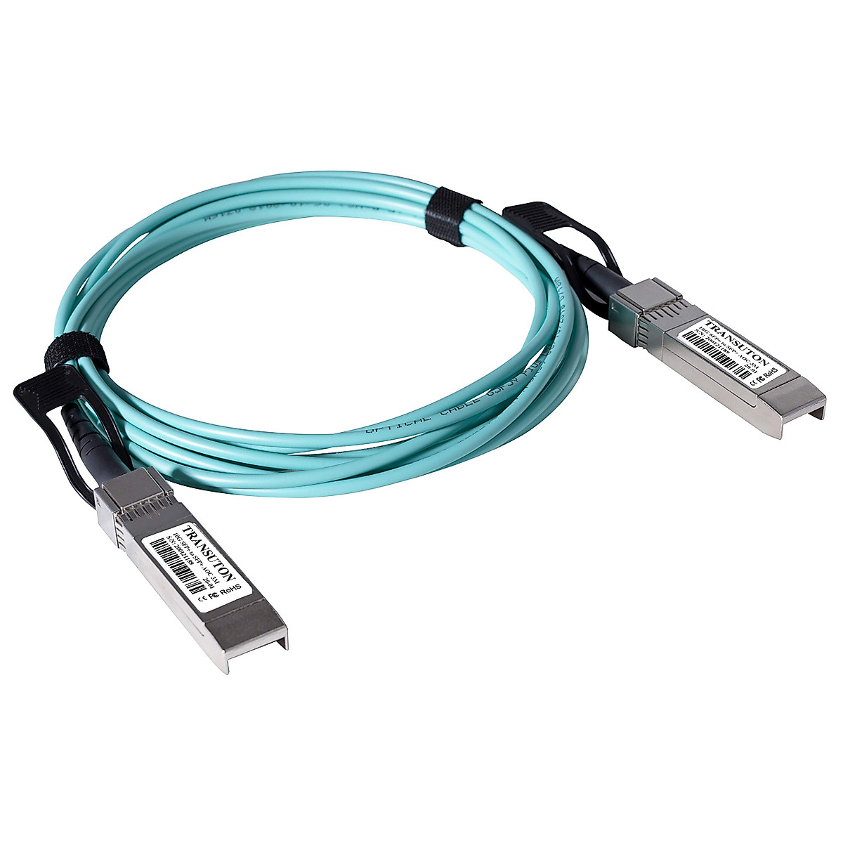 Transuton 10G SFP+ AOC Cable | 10 GBASE SFP+ to SFP+ Active Optical Fiber Compatible with Cisco SFP-10G-AOC-30M, D-Link, Supermicro, Mikrotik, ZTE Devices, 30M/98ft
