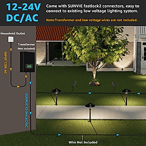 SUNVIE LED Landscape Lights Low Voltage Pathway Lights 12V Landscape Lighting Kit Aluminum Low Voltage Landscape Pathway Lights with Stake Waterproof for Walkway Yard Garden, 12 Pack with Connectors