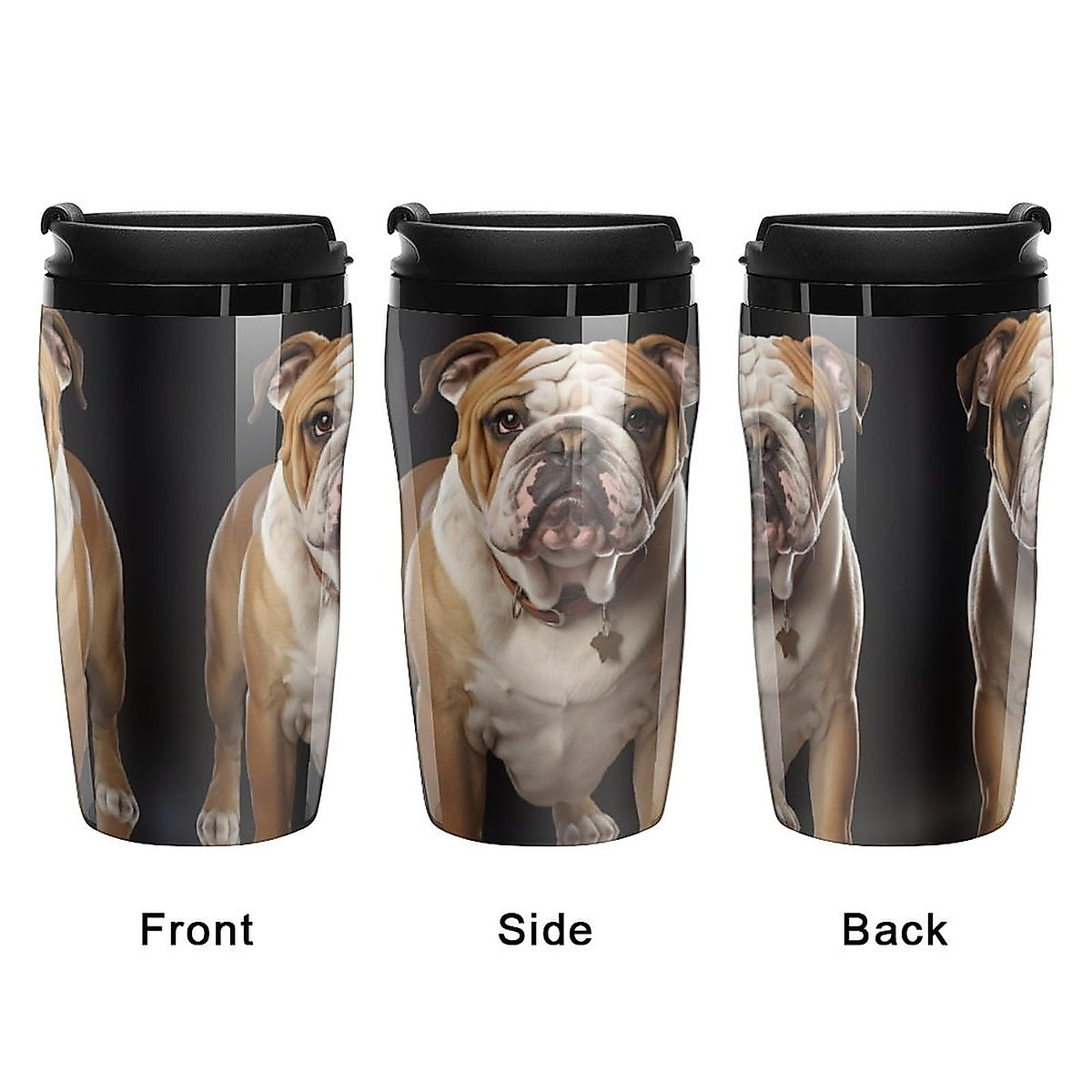 NTVOWPZO Travel Coffee Mug English Bulldog Insulated Travel Mug Stainless Steel Coffee Tumbler Travel Coffee Cup Reusable Coffee Cups with Lids for Hot And Cold Drink