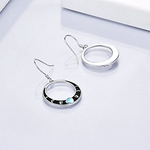 WINNICACA 925 Sterling Silver Moonstone Dangle Drop Earrings Moon Earrings Moon Phase Earrings for Women Moon Moonstone Jewelry Gifts for Women Girlfriend Birthday