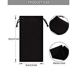 Flutesan 40 Pack Microfiber Case Pouch Bag Glasses Sunglasses Case with 2 Pieces Cleaning Cloth (Black)
