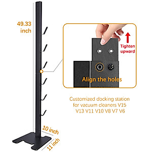 XIGOO Storage-Stand-Docking-Station-Holder Compatible with V15 V11 V10 V8 V7 V6 Cordless Vacuum Cleaners & Accessories, Stable Metal Bracket Organizer Rack, Brushed Black