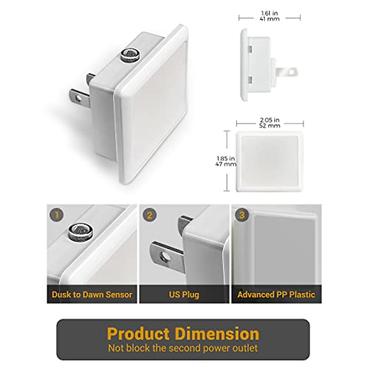 JandCase Night Lights Plug into Wall[4 Pack],Plug in Night Light with Auto Light Sensor,3000K Warm White,Bathroom NightLight for Adults,Hallway,Kitchen