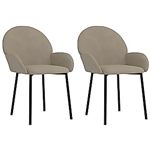 vidaXL Dining Chairs in Light Gray Velvet - Elegant, Modern Design, Comfortable Foam Filling, for Living Room, Dining Room, and More - Set of 2