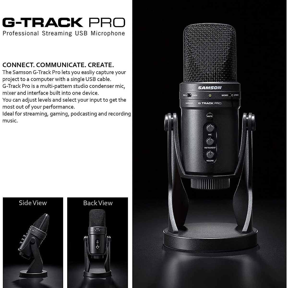 Samson G-Track Pro USB 24-bit Studio Condenser Mic with Audio Interface with The G-Track Pro Pop Filter and Cleaning Cloth - Top-Value Microphone Bundle