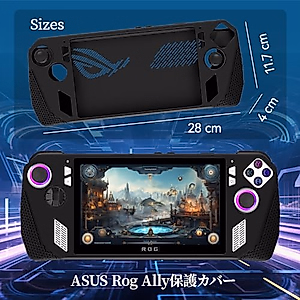PAKESI Silicone Case for ASUS ROG Ally 2023 Release,Handheld Game Console Cover Protector Case with 2 Thumb Grip Caps and 2 Pack Screen Protectors - Enhance Your Gaming Experience(Black)