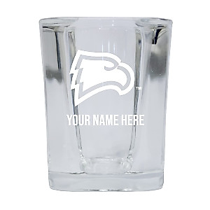 Personalized Customizable Winthrop University Etched Square Shot Glass 2 oz With Custom Name (1) Officially Licensed Collegiate Product