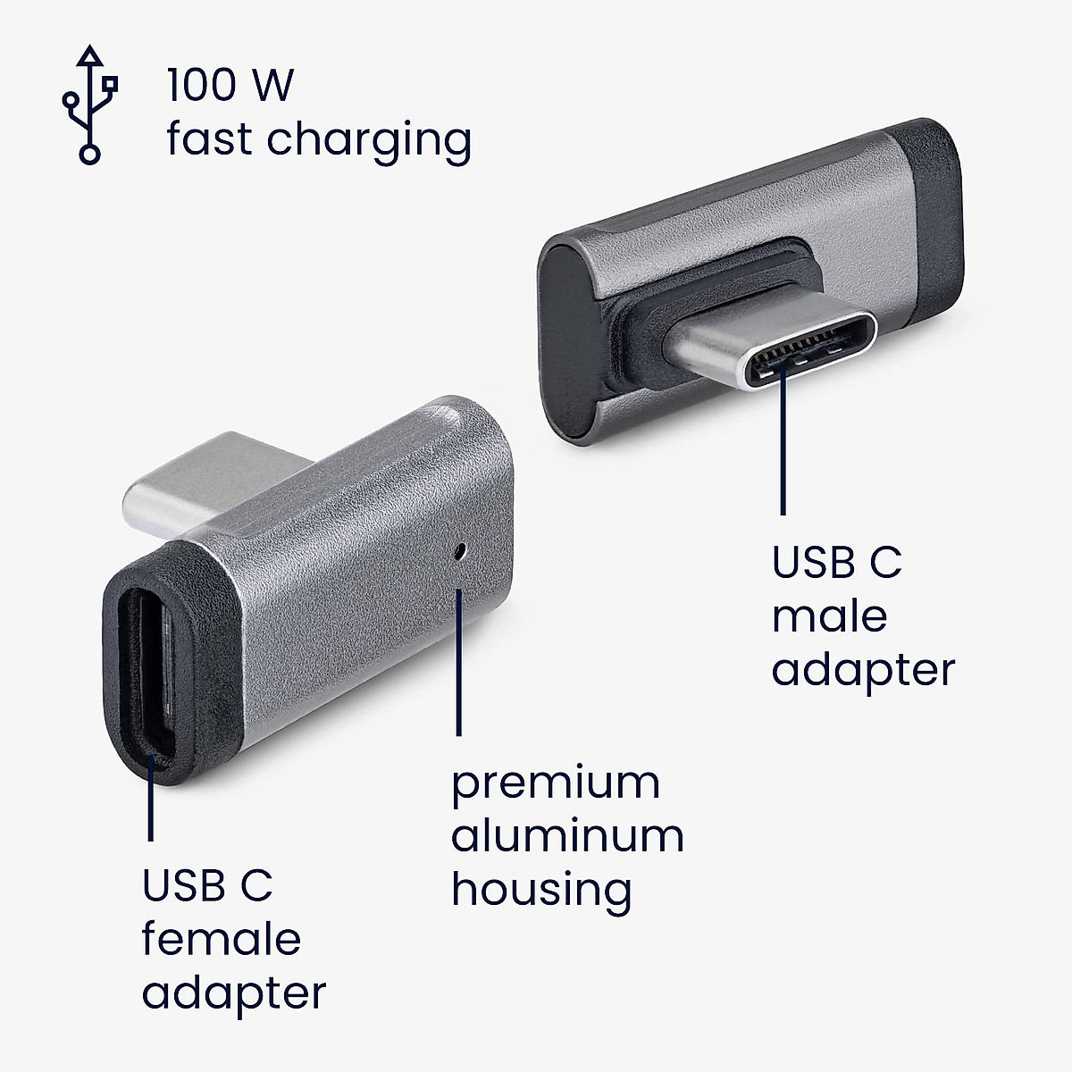 kwmobile USB C Right Angle Adapter - 90 Degree Male to Female USB-C Plug Adaptor Compatible with Oculus Headsets Laptops Computers - Set of 2