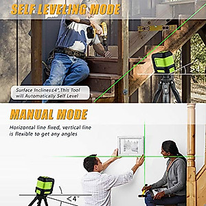 Line Laser Level Tool – 100ft Green Self Leveling Laser Line Level with Horizontal and Vertical Line Laser leveler for Indoor Outdoor Picture Hanging Construction Wall Writing Tile Installation