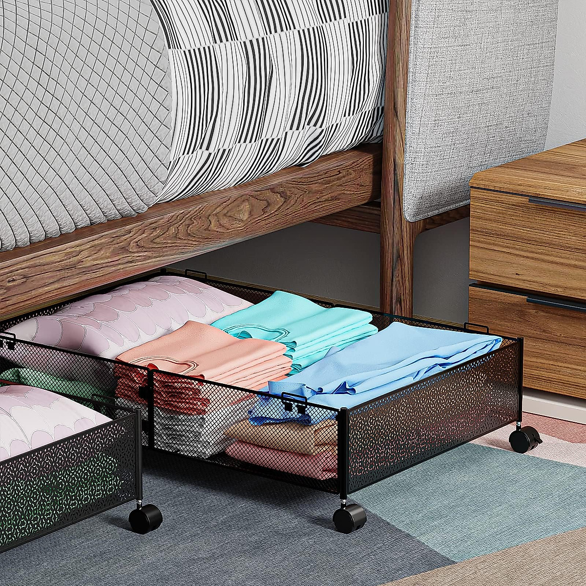 MURBONE Under Bed Storage with Wheels,Home Shoe Storage Organizer Drawer