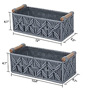 Toilet Paper Basket Macrame Bathroom Storage Baskets with Removable Cloth Boho Decorative Woven Basket for Countertop,Toilet Tank,Shelf,Dressing Table