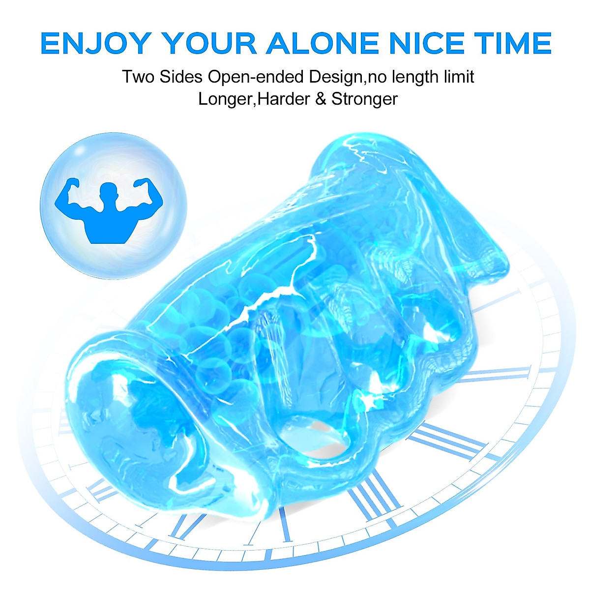 Male Masturbator Pocket Pussy Stroker Sex Adult Toys for Men,Manual Portable Transparent Oral Sex Handjob Glans Training Tool Open-Ended Penis Sleeve with Vagina Textured for Male Blowjob Toy