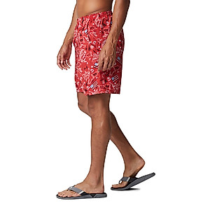 Columbia PFG Men’s Super Backcast Water Shorts, Quick Dry, Sun Protection, Red Spark Americana Fishing Print, Medium