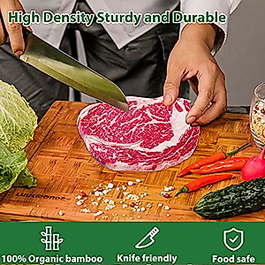 LUUKMONDE Bamboo Cutting Boards, Large Cutting Boards for Kitchen with Juice Groove and Handles, Wooden Cutting Boards, Butcher Block Boards for Meat Cheese and Vegetables