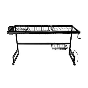 Dish Drainer Rack Kitchen Stainless Steel Dish Rack Over Sink Expandable Organizer Storage Drainer Drying Plate Shelf Knife Fork Container Kitchen Dish Drainers Holder