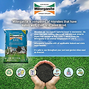 Milorganite All-Purpose Eco-Friendly Slow-Release Salt-Free Nitrogen 6-4-0 Fertilizer Plant Food, Covers 2,500 Sq. Ft, for Flowers, Gardens, and Lawns, 32 Pound Bag