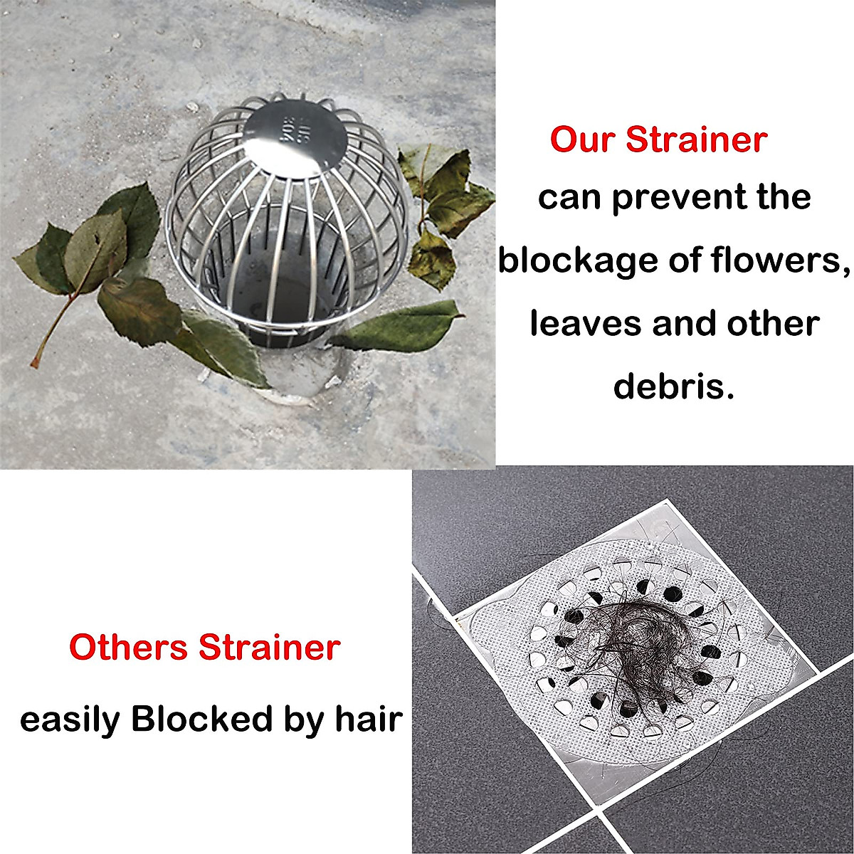 Baitaihem 304 Stainless Steel Drain Outdoor Roof Anti-Blocking Line Cap Drain Cover Gutter Protector Cleaner Gutter Cleaning Tool,4 inch
