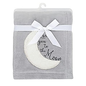 Lambs & Ivy Goodnight Moon Gray Appliqued and Embroidered Fleece Baby Blanket