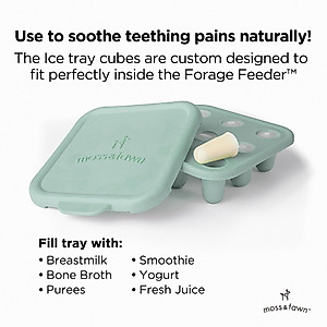 Moss and Fawn Ice Cube Tray, Forage Feeder Freezer Mold for Breast Milk, Formula, Bone Broth, Purees, and Baby Food - Fern