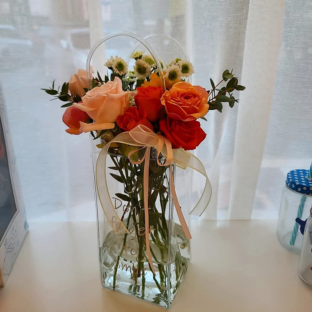 Frcctre 12 Pack Ice Wine Bag, Portable Collapsible PVC Wine Pouch Cooler Bags with Handle, Clear Wine Bottles Bag for Champagne Cold Beer White Wine Chilled Beverages