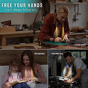 Vekkia Lightweight Neck Reading Light, Book Light for Reading in Bed, Neck Light for Knitting,3 Colors,9 Brightness,Rechargeable,Hand Free,Portable,Long Lasting,Suitable for Crocheting,Sewing,Craft