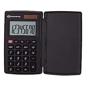 Innovera 15921 Pocket Calculator with Hard Shell Flip Cover, 8-Digit LCD