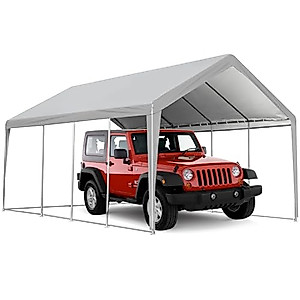 ACONEE Carport 13×25 FT Heavy Duty Car Canopy with Ventilated Windows, Removable Sidewalls & Zipper Doors, Portable Garage Boat Shelter Tent Outdoor, Waterproof All-Season Tarp for SUV, Car, Truck