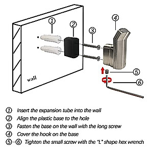 W AWESTEE Bathroom Towel Coat Robe Hook Holder 4 PCS SUS 304 Stainless Steel Silver Wall Mounted Heavy Duty