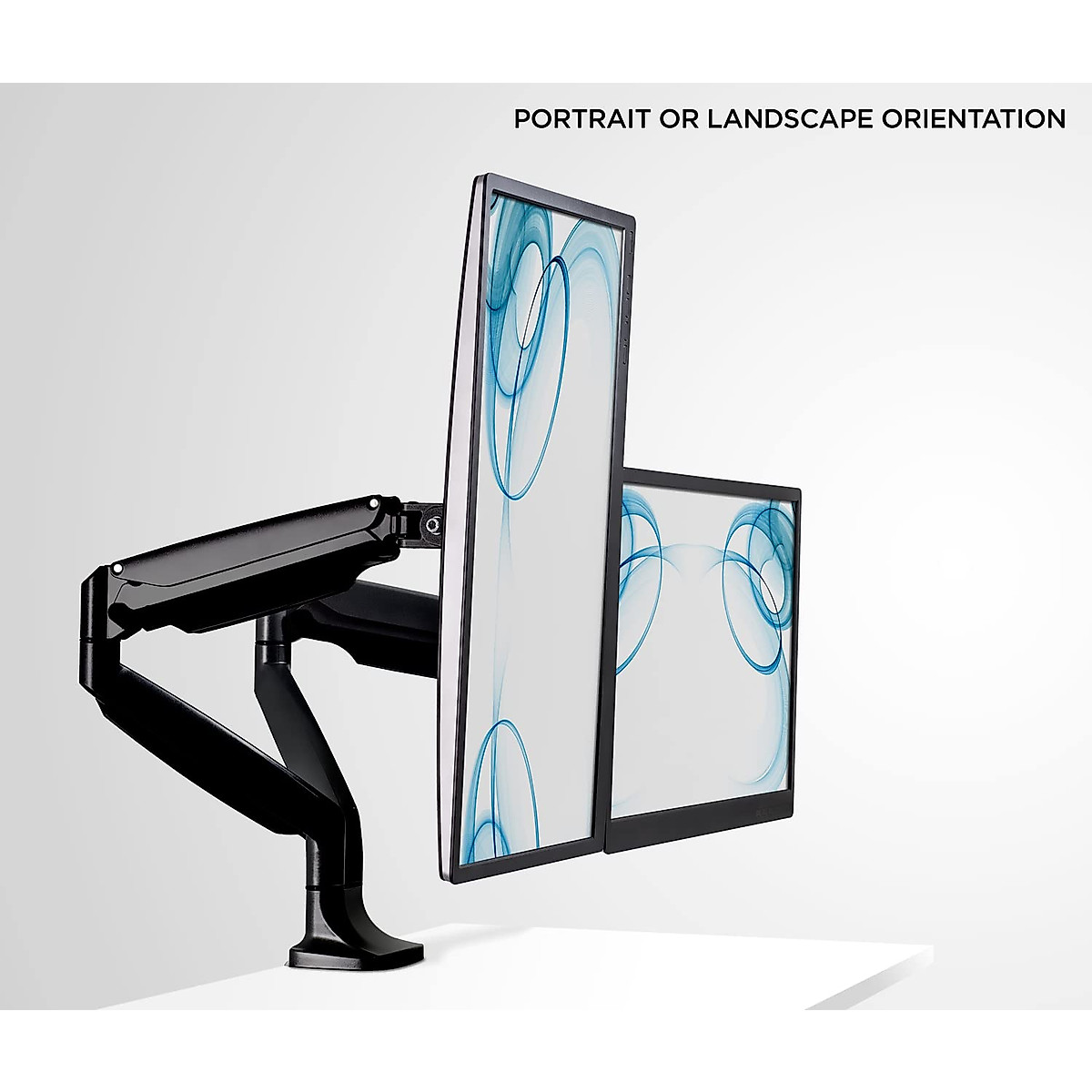 Mount-It! Dual Monitor Arm Mount | Desk Stand | Two Articulating Gas Spring Height Adjustable Arms | Fits 2 x 24 27 29 30 32 Inch VESA 75 100 Compatible Screens | C-Clamp and Grommet Bases (Black)