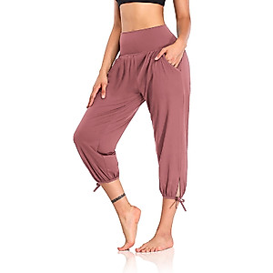 DIBAOLONG Womens Yoga Pants Capri Loose Workout Sweatpants Comfy Lounge Joggers with Pockets Cameo XL