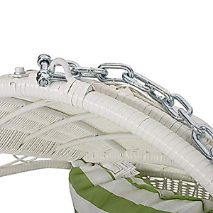 Christopher Knight Home Becky Wicker Hanging Chair with Cushion (Stand Not Included), White, Green