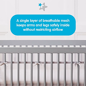 AirflowBaby Breathable Mesh Liner for Full-Size Cribs, 9" H (23cm) Essential 2mm Mesh, Gray (Size 4FS Covers 3 or 4 Sides)