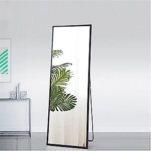 NA Full Body Mirror Full Length Floor Mirror Wall Mounted Free Standing Black Dressing Mirror Over The Door Mirror for Bedroom Bathroom Living Room Locker Room (59” x 19.7”)
