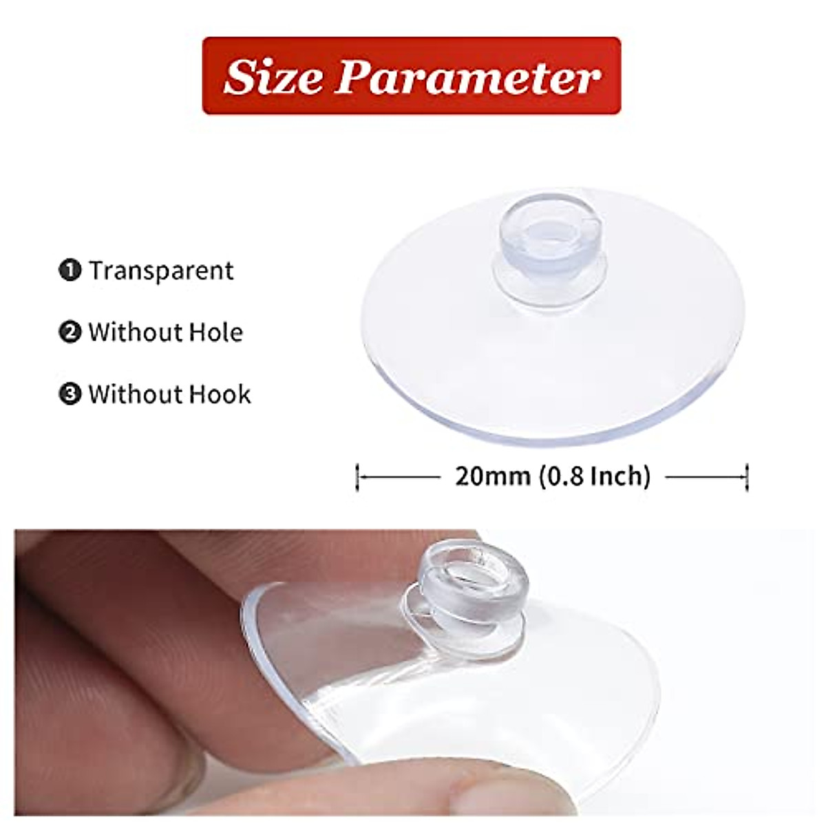 Litoexpe 10 Pieces Clear Suction Cups Without Hooks Without Holes, Small Professional Strength Sucker Pads for Home Decoration and Organization, 0.8 Inch/20mm