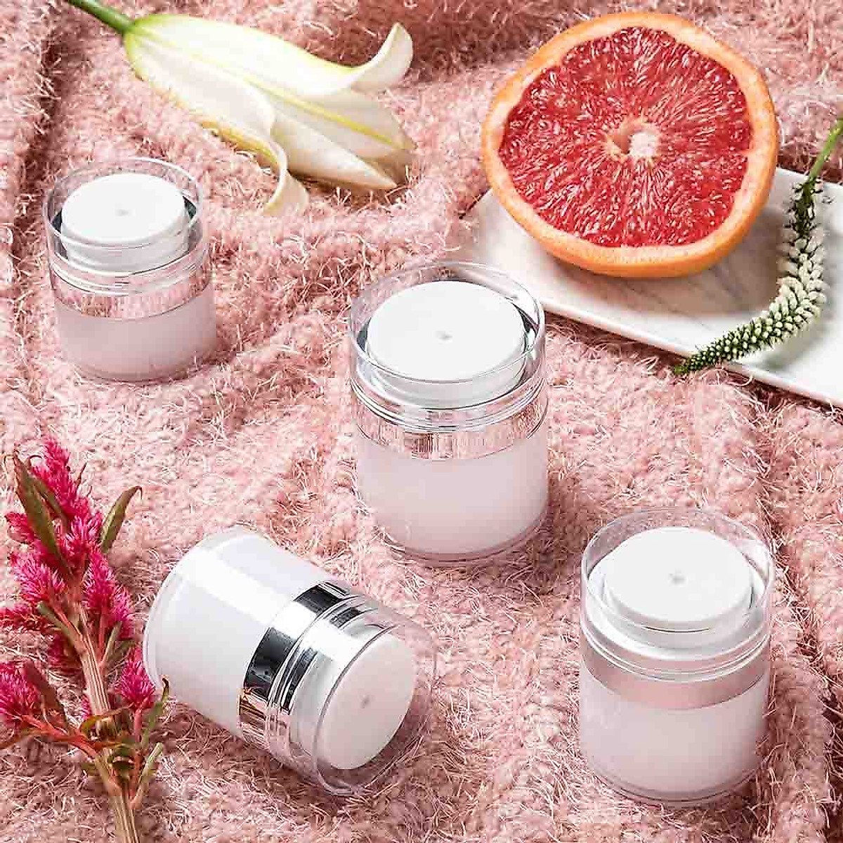 Cosmetic Packaging Now Echo Airless Jar (15ML, Shiny Silver Collar)