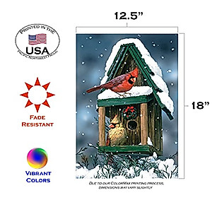 Toland Home Garden 110558 Cardinals In Snow Winter Flag 12x18 Inch Double Sided Winter Garden Flag for Outdoor House Flag Yard Decoration