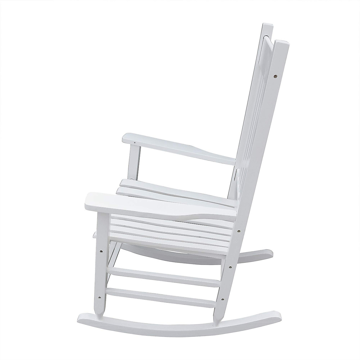 AGaati Solid Hard Wood Rock Chairs Wooden High -Foot Chairs Porch Rock Chairs Solid Wood Comfortable and Wide Seat Safe and Solid Board White Suitable for Balcony Porch