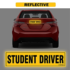 TOTOMO Student Driver Magnet for Car Sign - Large 12"x3" Magnetic Reflective Vehicle Safety for New Rookie Learner Drivers Removable Bumper Sticker Please Be Patient (2 Pack)