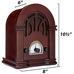 ClearClick Retro AM/FM Radio with Bluetooth - Classic Wooden Vintage Retro Style Speaker