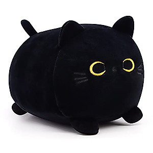 MUFEIRUO Black Cat Plush Black Cat Stuffed Animals Plush Toy, Kawaii Black Cat Pillow Plush Cat Plushie Stuffed Black Cat Toys, Cute Small Stuffed Animal Cat for Kids Birthday Home Decoration