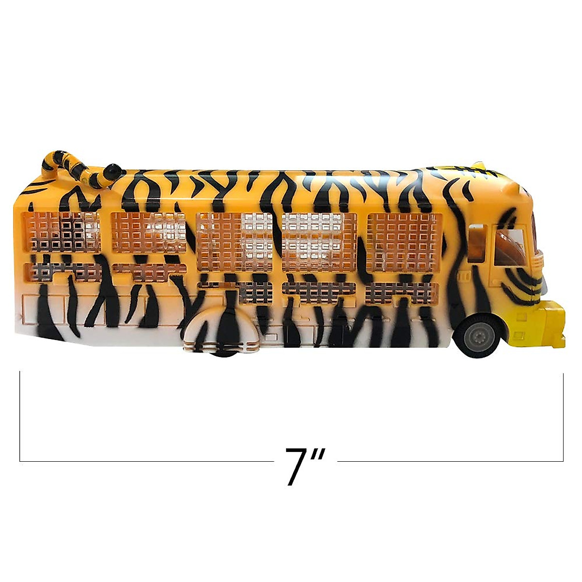 ArtCreativity Pull Back Tiger Safari Animal Bus for Kids, 7 Inch Tiger Design Bus with Pullback Mechanism, Durable Plastic Material, Safari Party Decorations, Best Birthday Gift for Boys and Girls