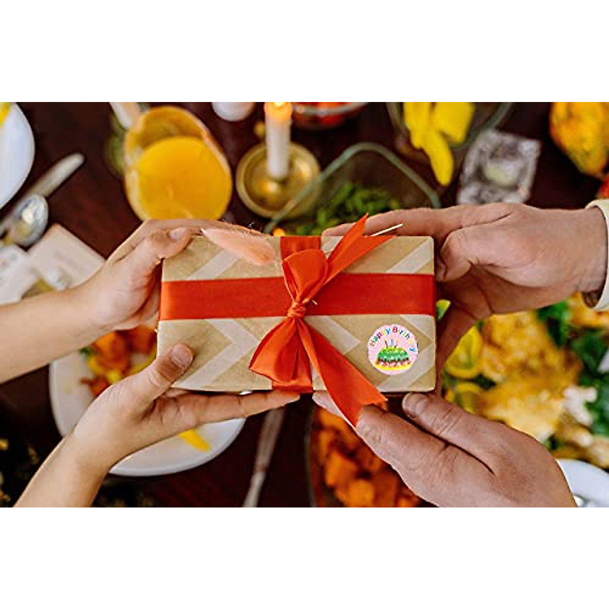 PMCDS2G Happy Birthday Stickers Seals 1" 500units in 1Roll for Birthday Décor Party Supplies Cards Sealing(Shining Happy Birthday)