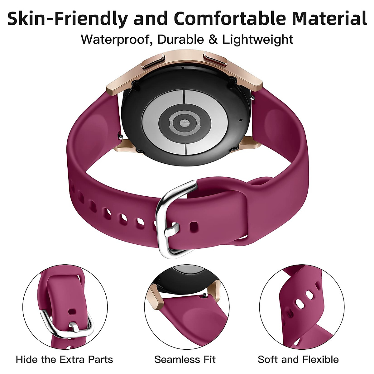 Maledan 8 Pack Band Compatible with Samsung Galaxy Watch 7 6 5 4 Band 40mm 44mm,Galaxy Watch 5 Pro 45mm/Watch 6 4 Classic 42mm 46mm 43mm 47mm/Active 2, 20mm Soft Silicone Sport Strap Women Men, Large